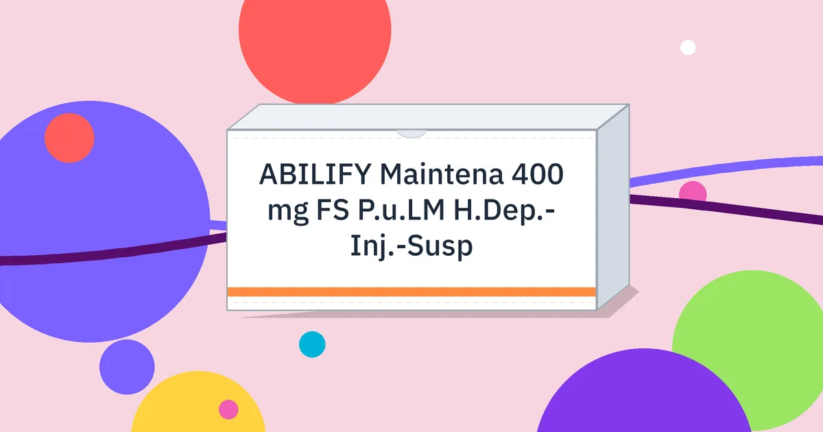 Symbolbild: Packung mit der Aufschrift ABILIFY Maintena 400 mg FS P.u.LM H.Dep.-Inj.-Susp (PZN 12395274) – Verfügbarkeit und Bezug in Apotheken in Frankfurt am Main