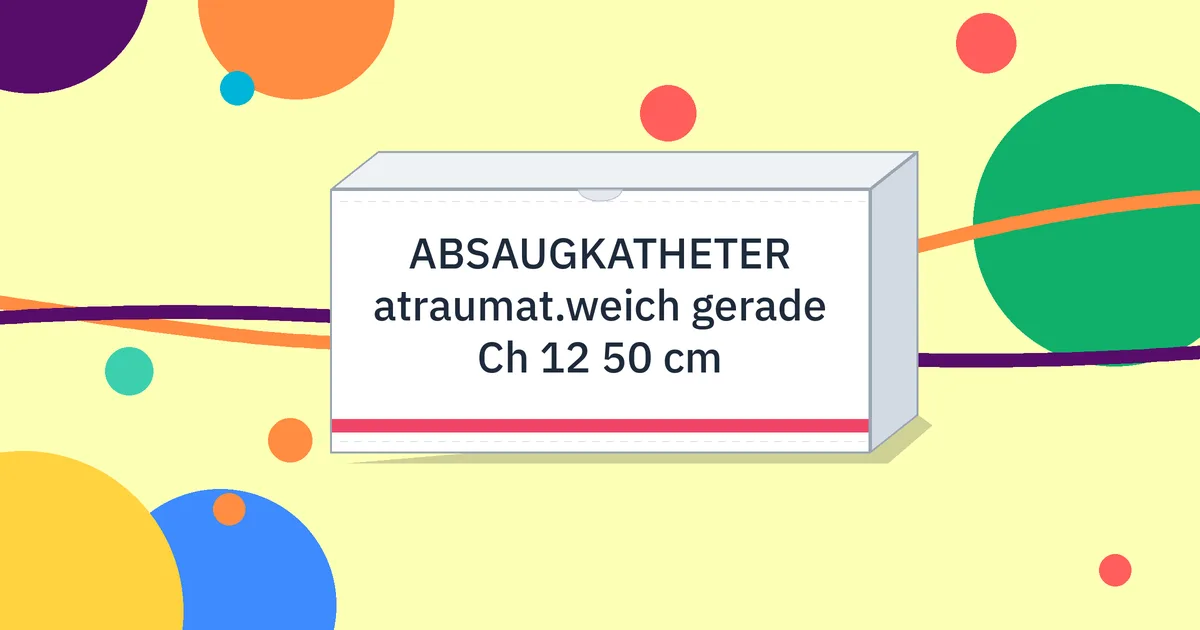 Symbolbild: Packung mit der Aufschrift ABSAUGKATHETER atraumat.weich gerade Ch 12 50 cm (PZN 09916278) – Verfügbarkeit und Bezug in Apotheken in Frankfurt am Main