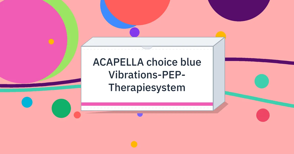 Symbolbild: Packung mit der Aufschrift ACAPELLA choice blue Vibrations-PEP-Therapiesystem (PZN 18159965) – Verfügbarkeit und Bezug in Apotheken in Frankfurt am Main