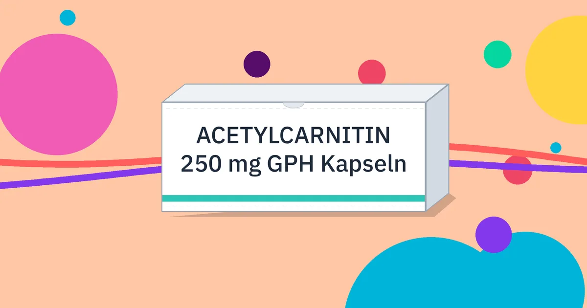 Symbolbild: Packung mit der Aufschrift ACETYLCARNITIN 250 mg GPH Kapseln (PZN 09681071) – Verfügbarkeit und Bezug in Apotheken in Frankfurt am Main