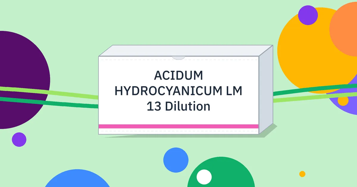 Symbolbild: Packung mit der Aufschrift ACIDUM HYDROCYANICUM LM 13 Dilution (PZN 13278317) – Verfügbarkeit und Bezug in Apotheken in Frankfurt am Main