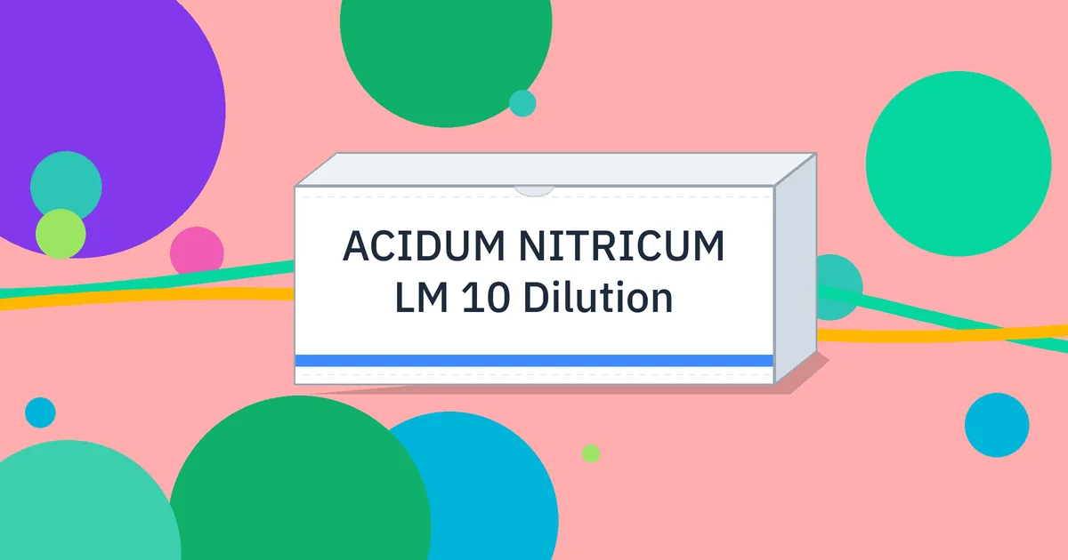 Symbolbild: Packung mit der Aufschrift ACIDUM NITRICUM LM 10 Dilution (PZN 12752774) – Verfügbarkeit und Bezug in Apotheken in Frankfurt am Main