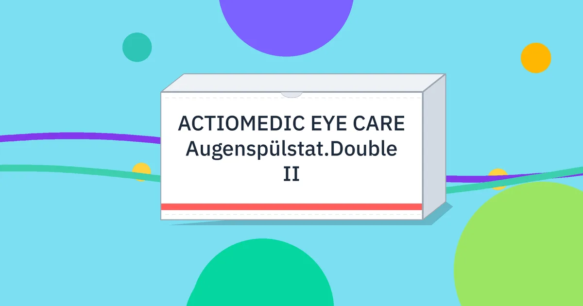 Symbolbild: Packung mit der Aufschrift ACTIOMEDIC EYE CARE Augenspülstat.Double II (PZN 12547146) – Verfügbarkeit und Bezug in Apotheken in Frankfurt am Main