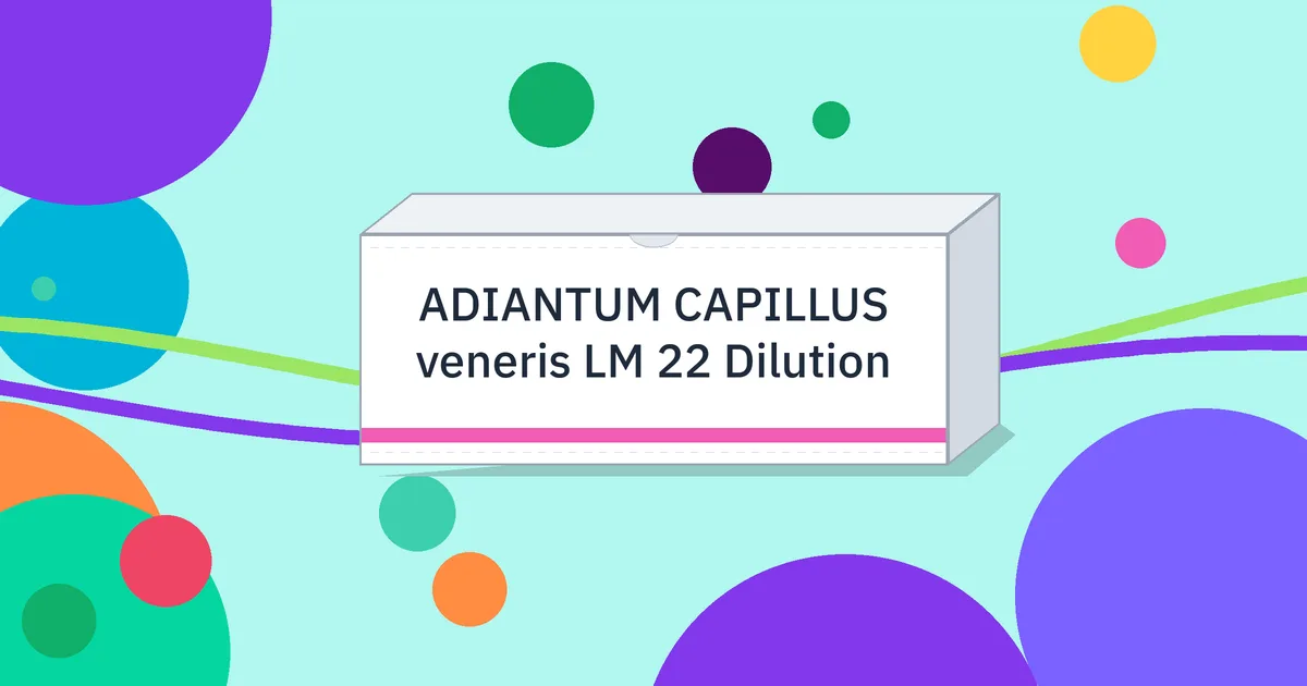 Symbolbild: Packung mit der Aufschrift ADIANTUM CAPILLUS veneris LM 22 Dilution (PZN 13295681) – Verfügbarkeit und Bezug in Apotheken in Frankfurt am Main