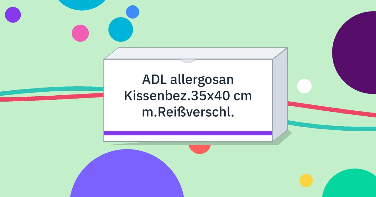 Symbolbild: Packung mit der Aufschrift ADL allergosan Kissenbez.35x40 cm m.Reißverschl. (PZN 08858254) – Verfügbarkeit und Bezug in Apotheken in Frankfurt am Main