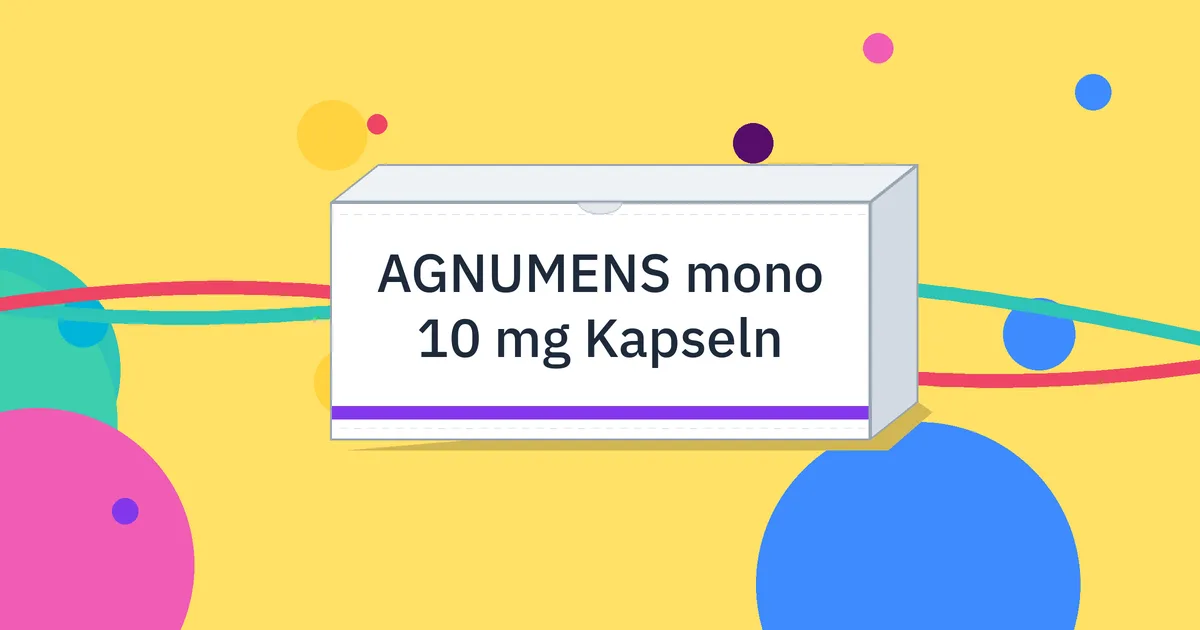 Symbolbild: Packung mit der Aufschrift AGNUMENS mono 10 mg Kapseln (PZN 19808259) – Verfügbarkeit und Bezug in Apotheken in Frankfurt am Main