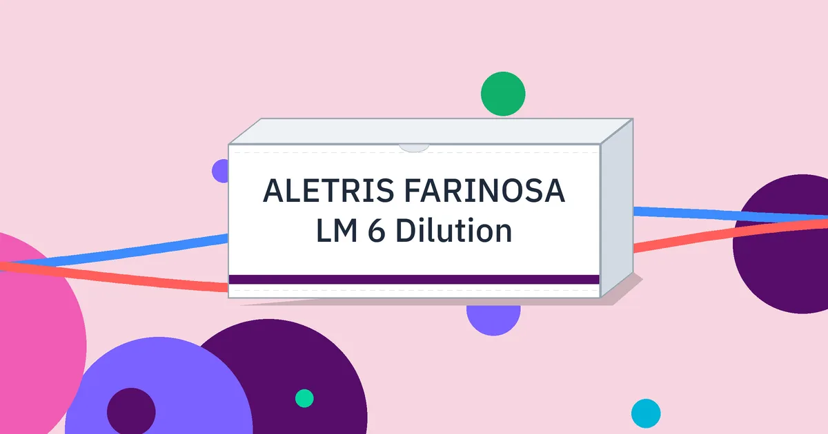 Symbolbild: Packung mit der Aufschrift ALETRIS FARINOSA LM 6 Dilution (PZN 13309615) – Verfügbarkeit und Bezug in Apotheken in Frankfurt am Main