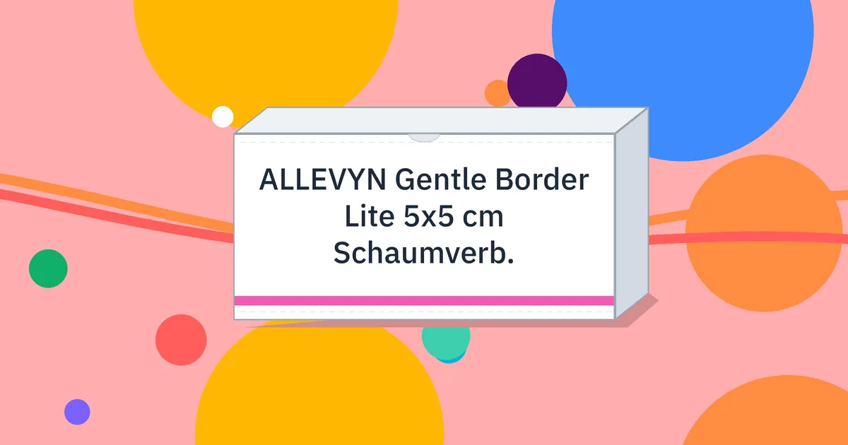 Symbolbild: Packung mit der Aufschrift ALLEVYN Gentle Border Lite 5x5 cm Schaumverb. (PZN 17896710) – Verfügbarkeit und Bezug in Apotheken in Frankfurt am Main