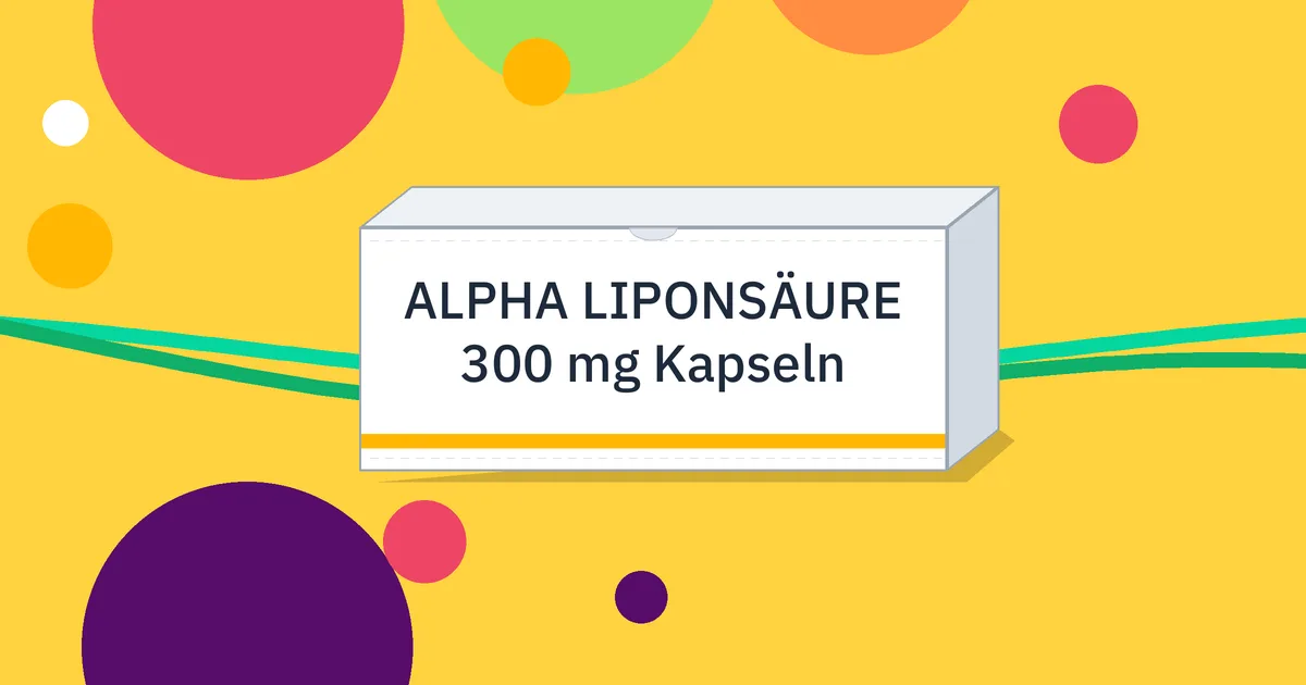 Symbolbild: Packung mit der Aufschrift ALPHA LIPONSÄURE 300 mg Kapseln (PZN 17882961) – Verfügbarkeit und Bezug in Apotheken in Frankfurt am Main