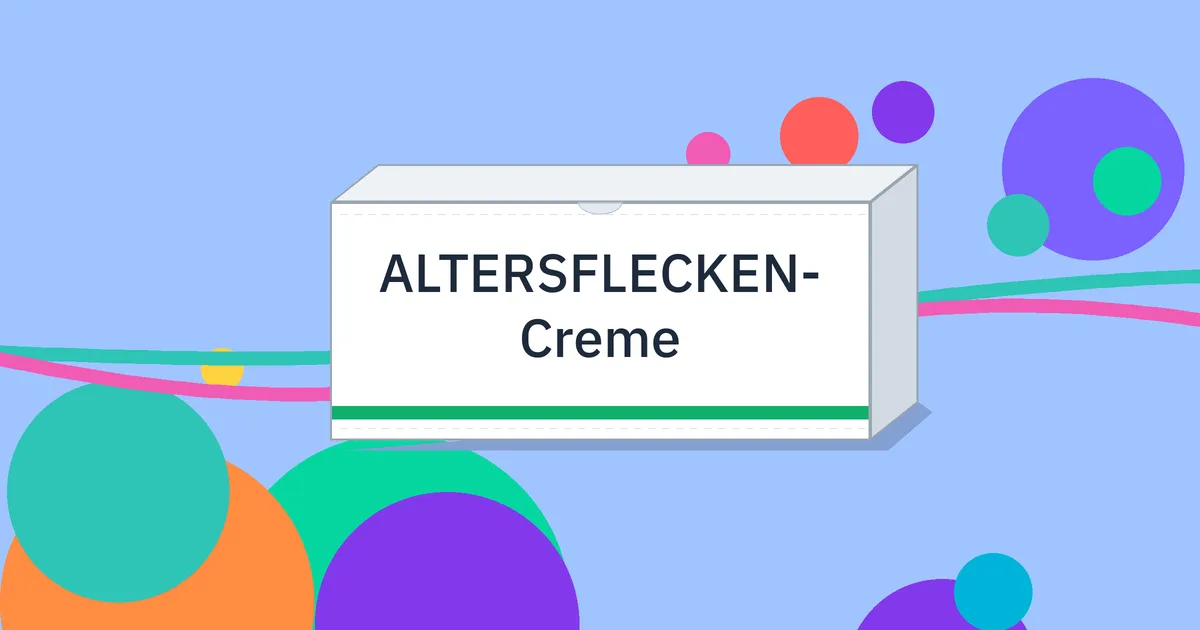 Symbolbild: Packung mit der Aufschrift ALTERSFLECKEN-Creme (PZN 15386703) – Verfügbarkeit und Bezug in Apotheken in Frankfurt am Main