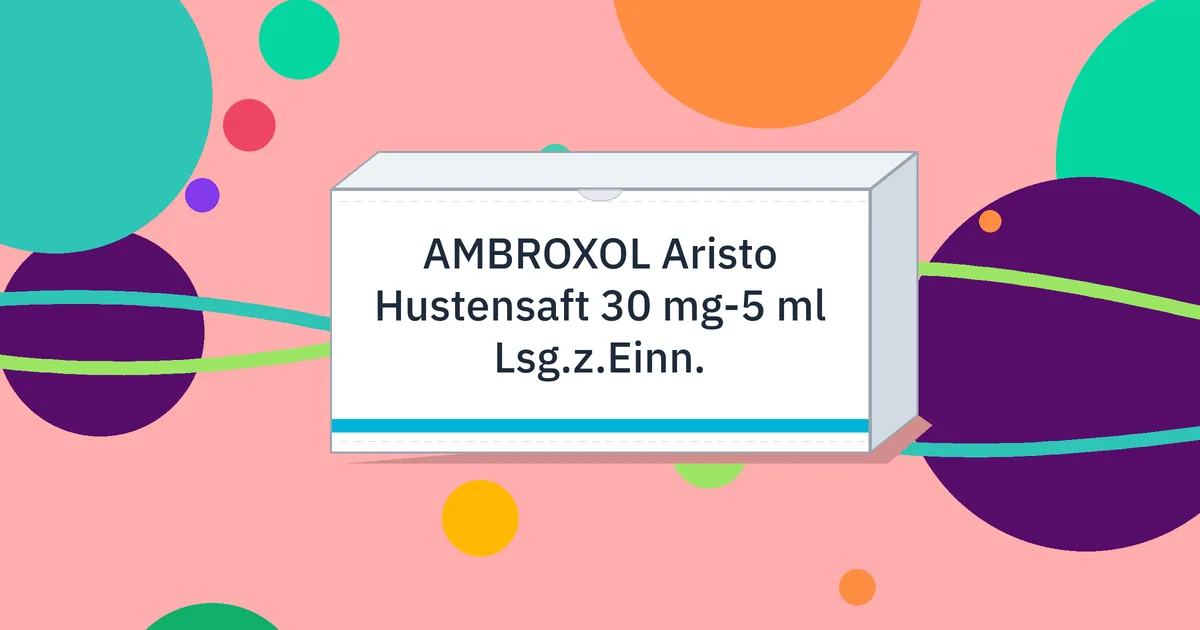 Symbolbild: Packung mit der Aufschrift AMBROXOL Aristo Hustensaft 30 mg-5 ml Lsg.z.Einn. (PZN 11112191) – Verfügbarkeit und Bezug in Apotheken in Frankfurt am Main