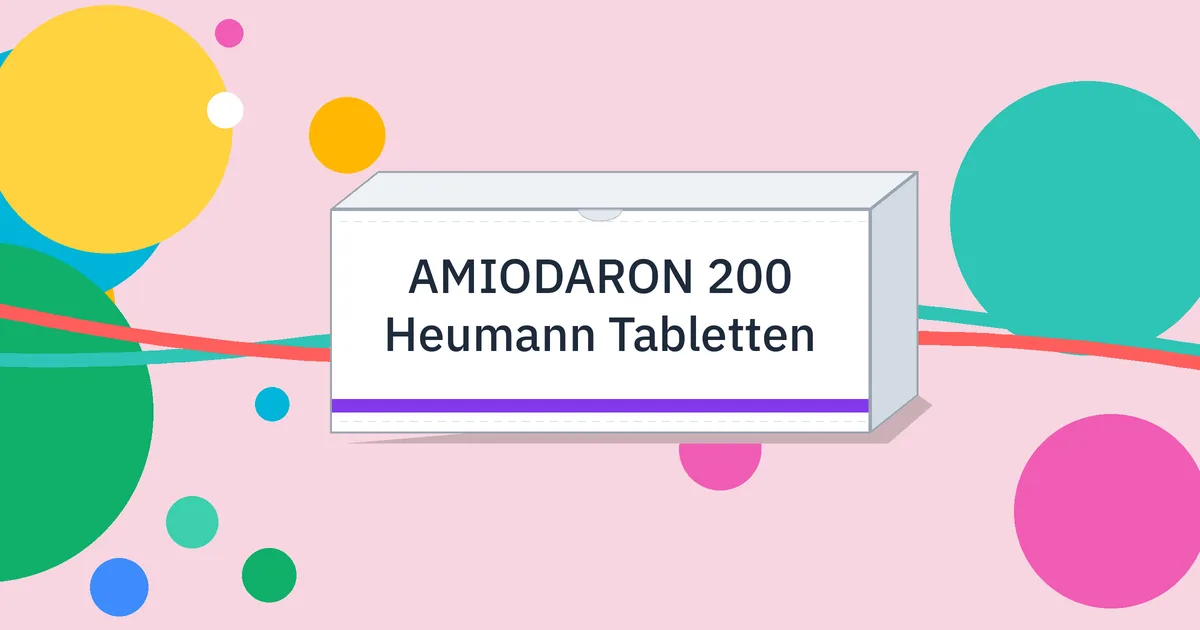 Symbolbild: Packung mit der Aufschrift AMIODARON 200 Heumann Tabletten (PZN 00475861) – Verfügbarkeit und Bezug in Apotheken in Frankfurt am Main
