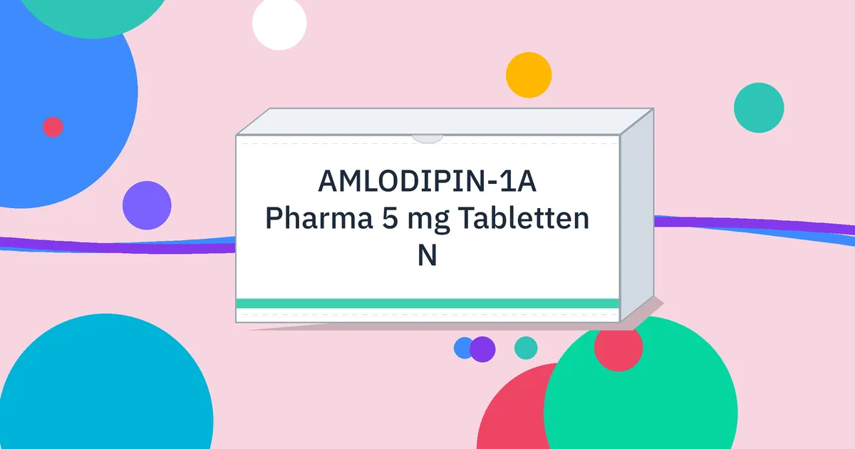 Symbolbild: Packung mit der Aufschrift AMLODIPIN-1A Pharma 5 mg Tabletten N (PZN 05881985) – Verfügbarkeit und Bezug in Apotheken in Frankfurt am Main