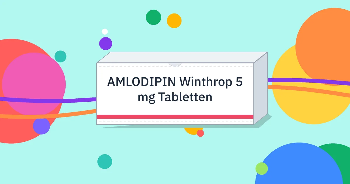 Symbolbild: Packung mit der Aufschrift AMLODIPIN Winthrop 5 mg Tabletten (PZN 02145228) – Verfügbarkeit und Bezug in Apotheken in Frankfurt am Main