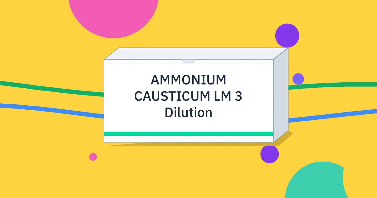 Symbolbild: Packung mit der Aufschrift AMMONIUM CAUSTICUM LM 3 Dilution (PZN 13320752) – Verfügbarkeit und Bezug in Apotheken in Frankfurt am Main