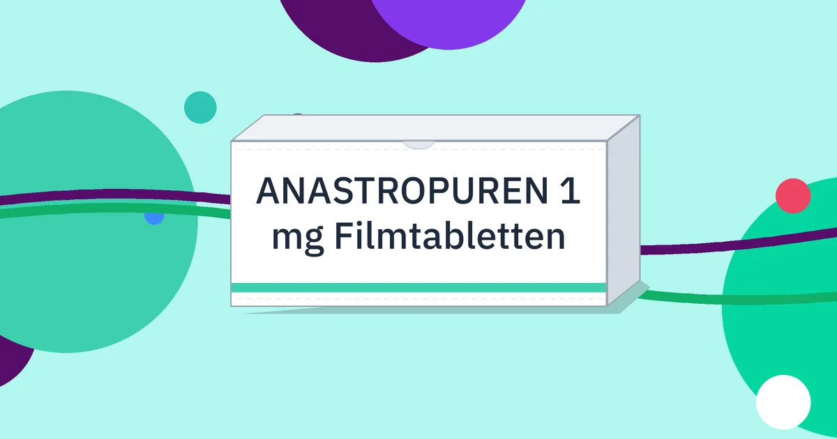 Symbolbild: Packung mit der Aufschrift ANASTROPUREN 1 mg Filmtabletten (PZN 17257447) – Verfügbarkeit und Bezug in Apotheken in Frankfurt am Main