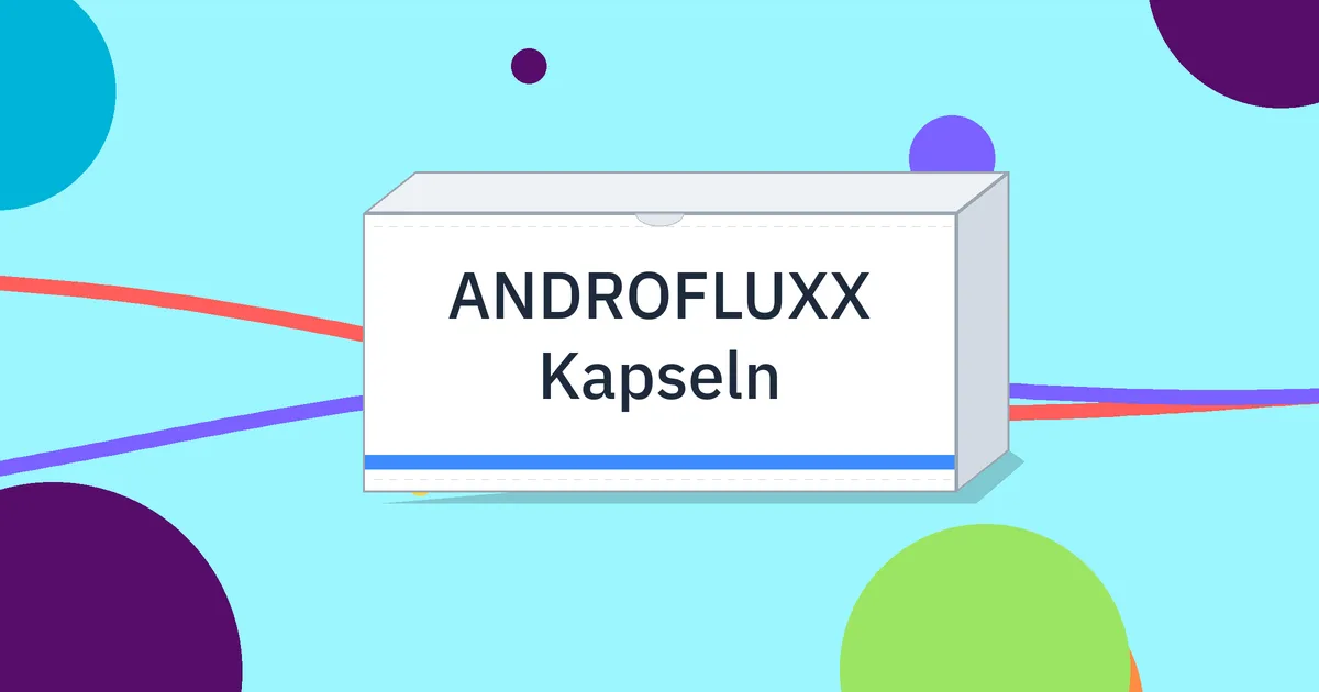 Symbolbild: Packung mit der Aufschrift ANDROFLUXX Kapseln (PZN 09289864) – Verfügbarkeit und Bezug in Apotheken in Frankfurt am Main