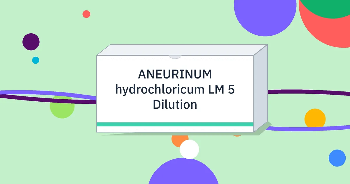 Symbolbild: Packung mit der Aufschrift ANEURINUM hydrochloricum LM 5 Dilution (PZN 13367446) – Verfügbarkeit und Bezug in Apotheken in Frankfurt am Main