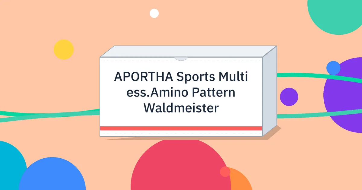 Symbolbild: Packung mit der Aufschrift APORTHA Sports Multi ess.Amino Pattern Waldmeister (PZN 17621249) – Verfügbarkeit und Bezug in Apotheken in Frankfurt am Main
