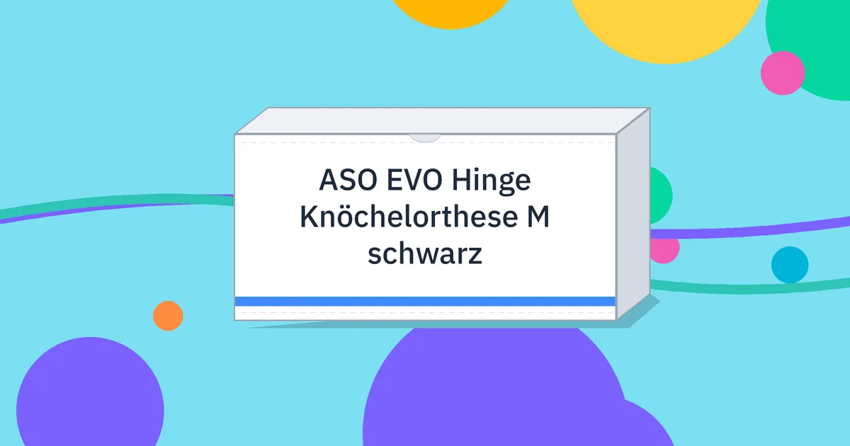 Symbolbild: Packung mit der Aufschrift ASO EVO Hinge Knöchelorthese M schwarz (PZN 11557929) – Verfügbarkeit und Bezug in Apotheken in Frankfurt am Main