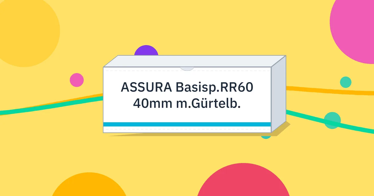 Symbolbild: Packung mit der Aufschrift ASSURA Basisp.RR60 40mm m.Gürtelb. (PZN 08696627) – Verfügbarkeit und Bezug in Apotheken in Frankfurt am Main
