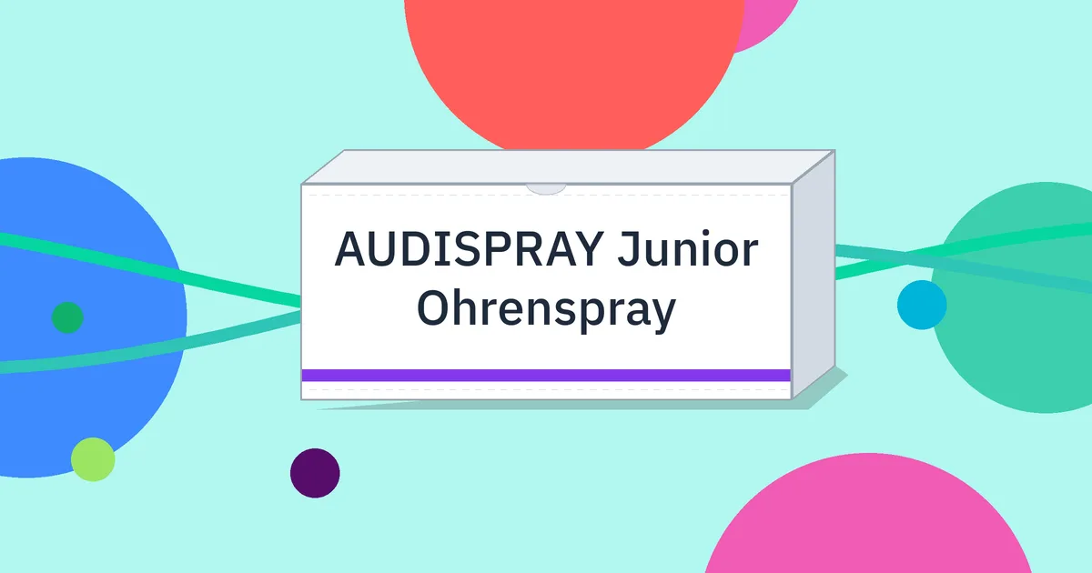 Symbolbild: Packung mit der Aufschrift AUDISPRAY Junior Ohrenspray (PZN 02778181) – Verfügbarkeit und Bezug in Apotheken in Frankfurt am Main