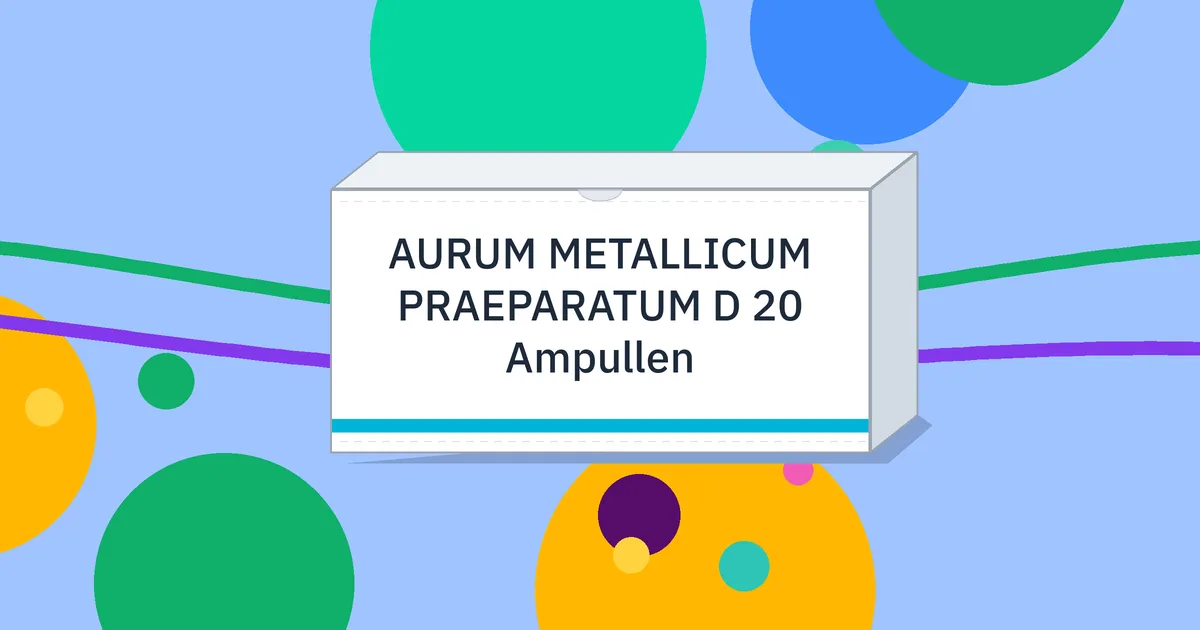 Symbolbild: Packung mit der Aufschrift AURUM METALLICUM PRAEPARATUM D 20 Ampullen (PZN 01618883) – Verfügbarkeit und Bezug in Apotheken in Frankfurt am Main