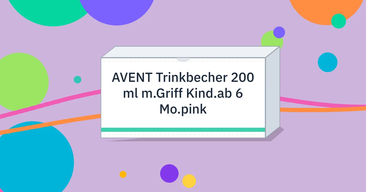 Symbolbild: Packung mit der Aufschrift AVENT Trinkbecher 200 ml m.Griff Kind.ab 6 Mo.pink (PZN 10117559) – Verfügbarkeit und Bezug in Apotheken in Frankfurt am Main