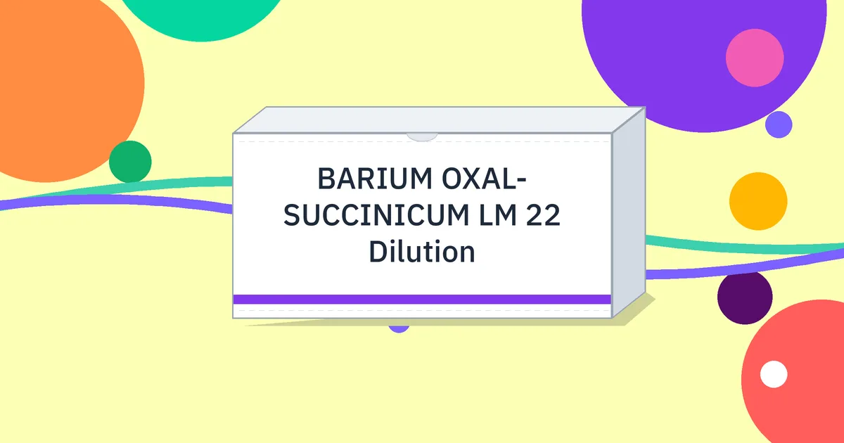 Symbolbild: Packung mit der Aufschrift BARIUM OXAL-SUCCINICUM LM 22 Dilution (PZN 13378697) – Verfügbarkeit und Bezug in Apotheken in Frankfurt am Main