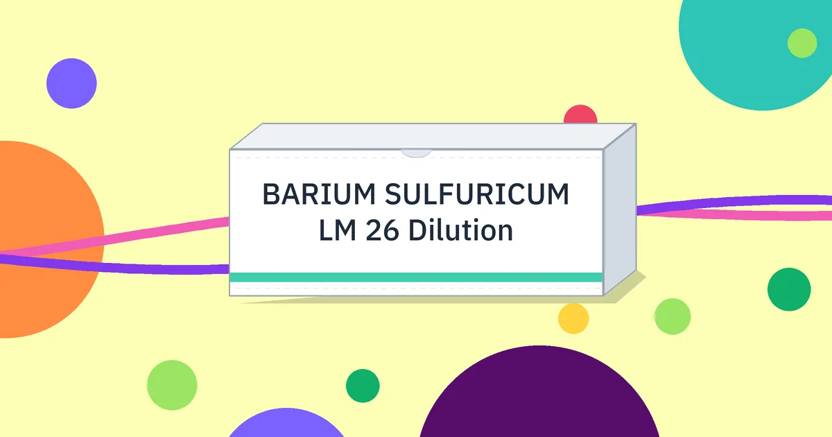 Symbolbild: Packung mit der Aufschrift BARIUM SULFURICUM LM 26 Dilution (PZN 13380524) – Verfügbarkeit und Bezug in Apotheken in Frankfurt am Main
