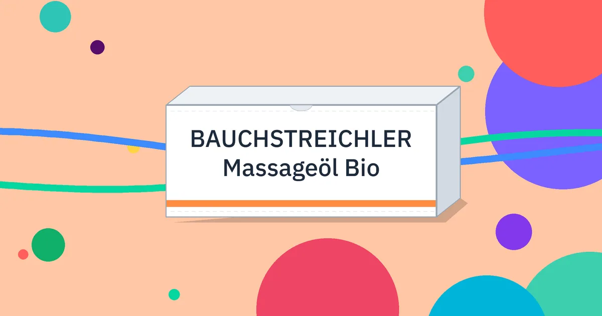 Symbolbild: Packung mit der Aufschrift BAUCHSTREICHLER Massageöl Bio (PZN 19975891) – Verfügbarkeit und Bezug in Apotheken in Frankfurt am Main