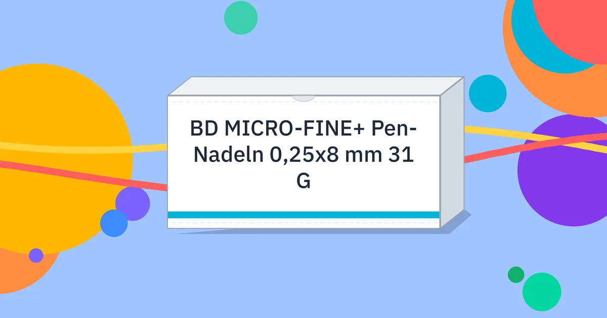 Symbolbild: Packung mit der Aufschrift BD MICRO-FINE+ Pen-Nadeln 0,25x8 mm 31 G (PZN 07129820) – Verfügbarkeit und Bezug in Apotheken in Frankfurt am Main