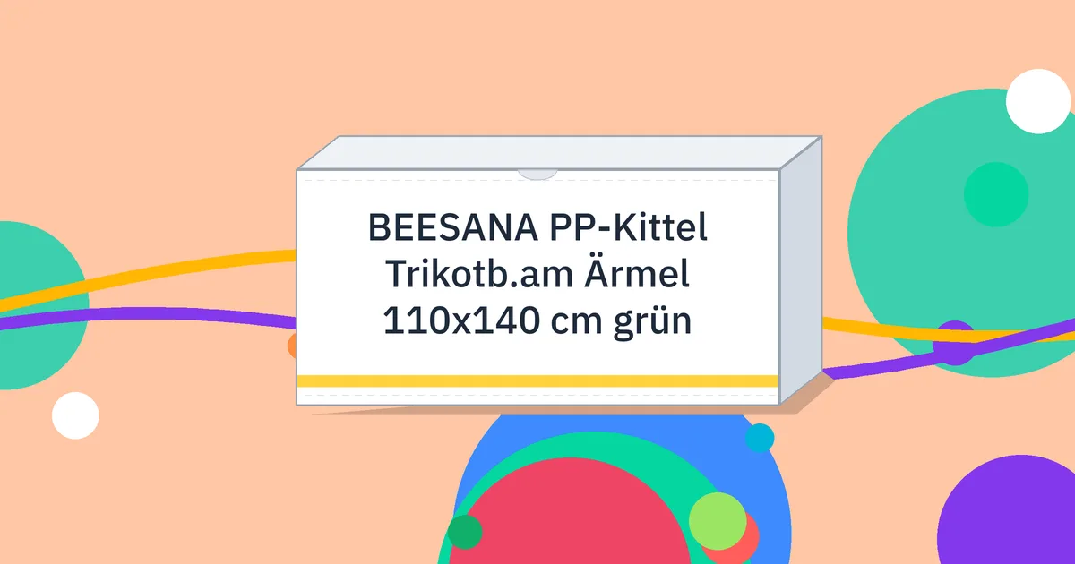 Symbolbild: Packung mit der Aufschrift BEESANA PP-Kittel Trikotb.am Ärmel 110x140 cm grün (PZN 11363036) – Verfügbarkeit und Bezug in Apotheken in Frankfurt am Main