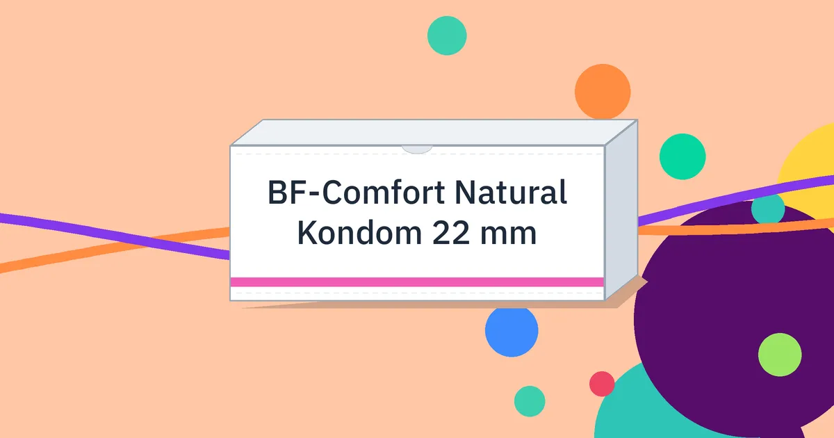 Symbolbild: Packung mit der Aufschrift BF-Comfort Natural Kondom 22 mm (PZN 07311861) – Verfügbarkeit und Bezug in Apotheken in Frankfurt am Main