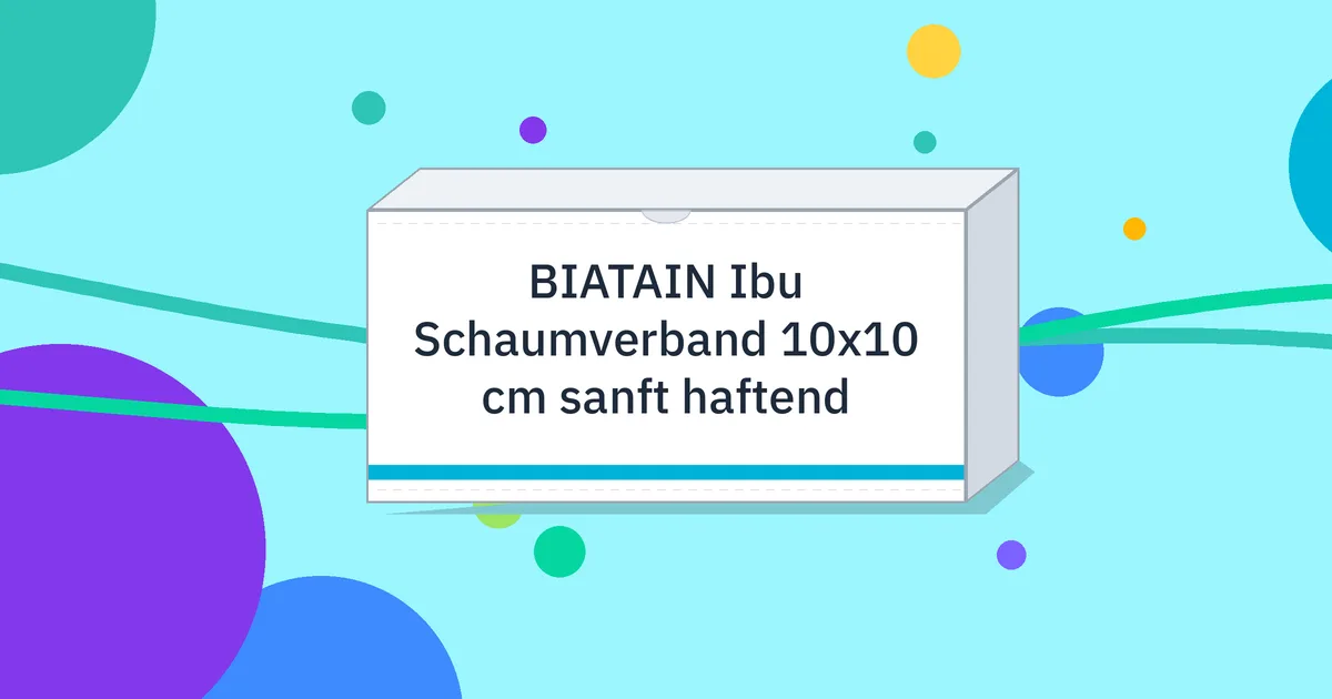 Symbolbild: Packung mit der Aufschrift BIATAIN Ibu Schaumverband 10x10 cm sanft haftend (PZN 01643125) – Verfügbarkeit und Bezug in Apotheken in Frankfurt am Main
