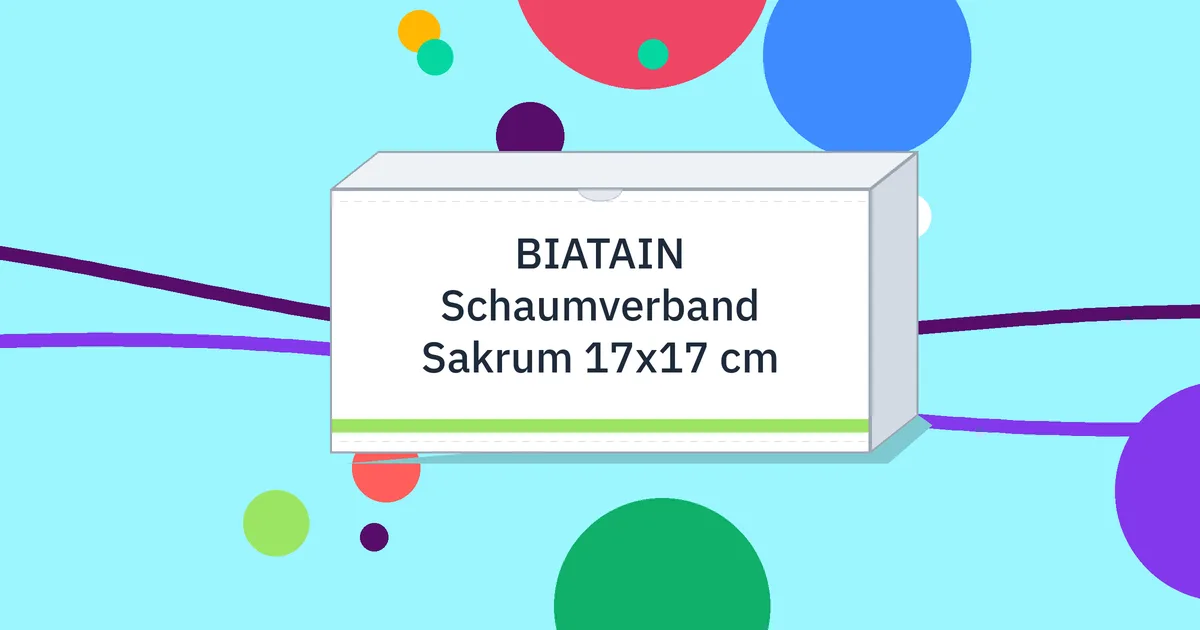 Symbolbild: Packung mit der Aufschrift BIATAIN Schaumverband Sakrum 17x17 cm (PZN 15198338) – Verfügbarkeit und Bezug in Apotheken in Frankfurt am Main