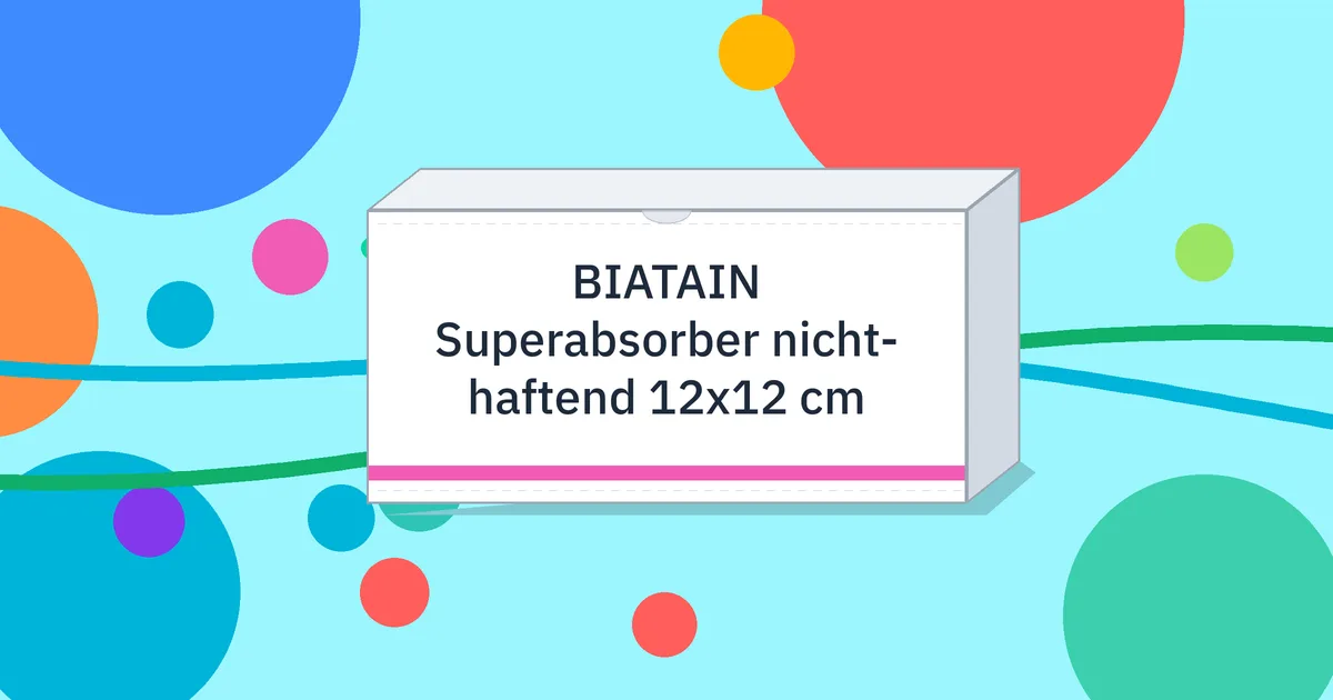 Symbolbild: Packung mit der Aufschrift BIATAIN Superabsorber nicht-haftend 12x12 cm (PZN 19376771) – Verfügbarkeit und Bezug in Apotheken in Frankfurt am Main