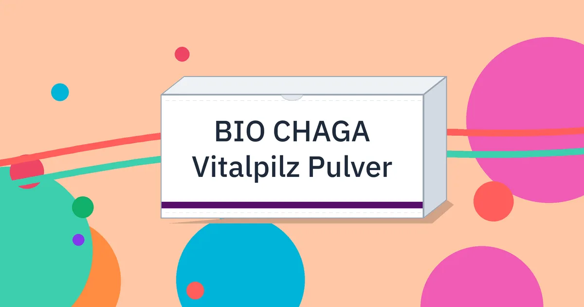 Symbolbild: Packung mit der Aufschrift BIO CHAGA Vitalpilz Pulver (PZN 19825039) – Verfügbarkeit und Bezug in Apotheken in Frankfurt am Main