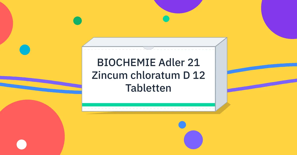 Symbolbild: Packung mit der Aufschrift BIOCHEMIE Adler 21 Zincum chloratum D 12 Tabletten (PZN 02730613) – Verfügbarkeit und Bezug in Apotheken in Frankfurt am Main