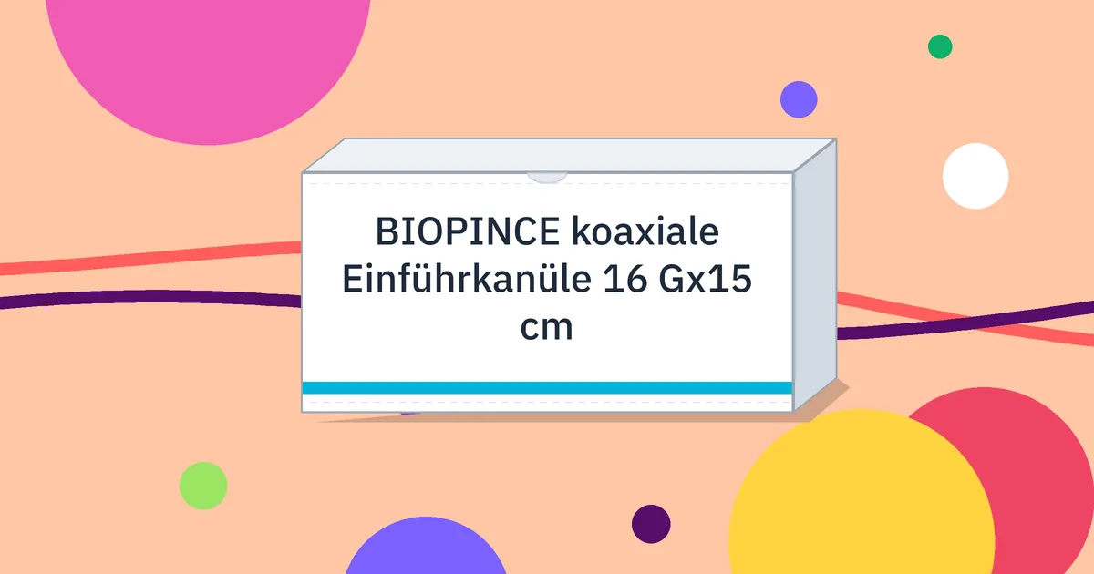 Symbolbild: Packung mit der Aufschrift BIOPINCE koaxiale Einführkanüle 16 Gx15 cm (PZN 02294520) – Verfügbarkeit und Bezug in Apotheken in Frankfurt am Main
