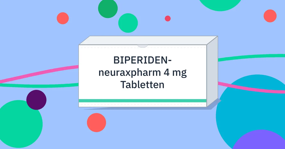 Symbolbild: Packung mit der Aufschrift BIPERIDEN-neuraxpharm 4 mg Tabletten (PZN 04815348) – Verfügbarkeit und Bezug in Apotheken in Frankfurt am Main