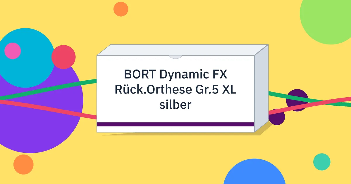 Symbolbild: Packung mit der Aufschrift BORT Dynamic FX Rück.Orthese Gr.5 XL silber (PZN 07669663) – Verfügbarkeit und Bezug in Apotheken in Frankfurt am Main
