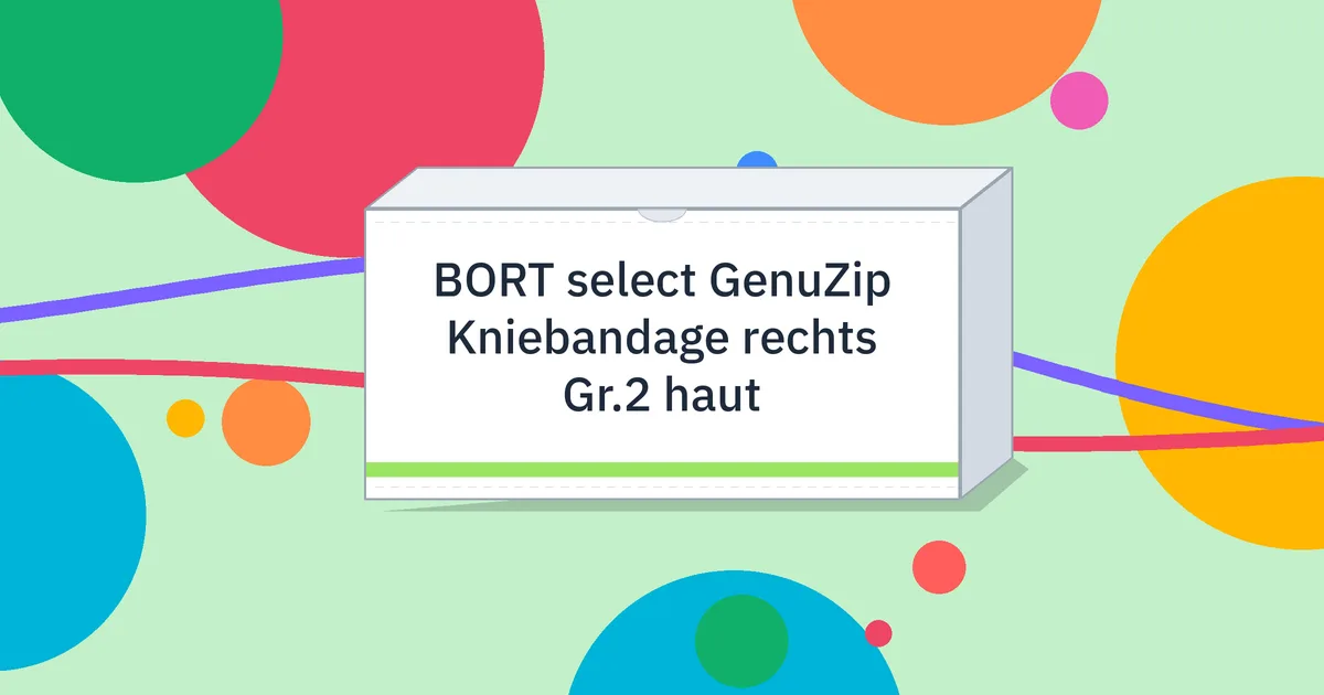 Symbolbild: Packung mit der Aufschrift BORT select GenuZip Kniebandage rechts Gr.2 haut (PZN 16844214) – Verfügbarkeit und Bezug in Apotheken in Frankfurt am Main