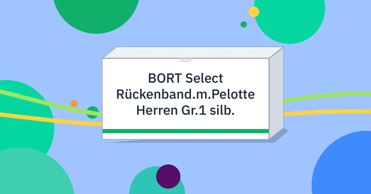 Symbolbild: Packung mit der Aufschrift BORT Select Rückenband.m.Pelotte Herren Gr.1 silb. (PZN 14273799) – Verfügbarkeit und Bezug in Apotheken in Frankfurt am Main