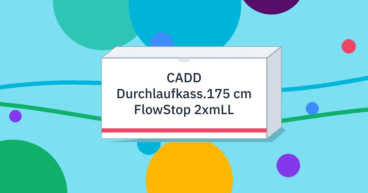 Symbolbild: Packung mit der Aufschrift CADD Durchlaufkass.175 cm FlowStop 2xmLL (PZN 15434810) – Verfügbarkeit und Bezug in Apotheken in Frankfurt am Main