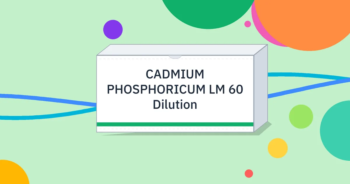 Symbolbild: Packung mit der Aufschrift CADMIUM PHOSPHORICUM LM 60 Dilution (PZN 13402562) – Verfügbarkeit und Bezug in Apotheken in Frankfurt am Main