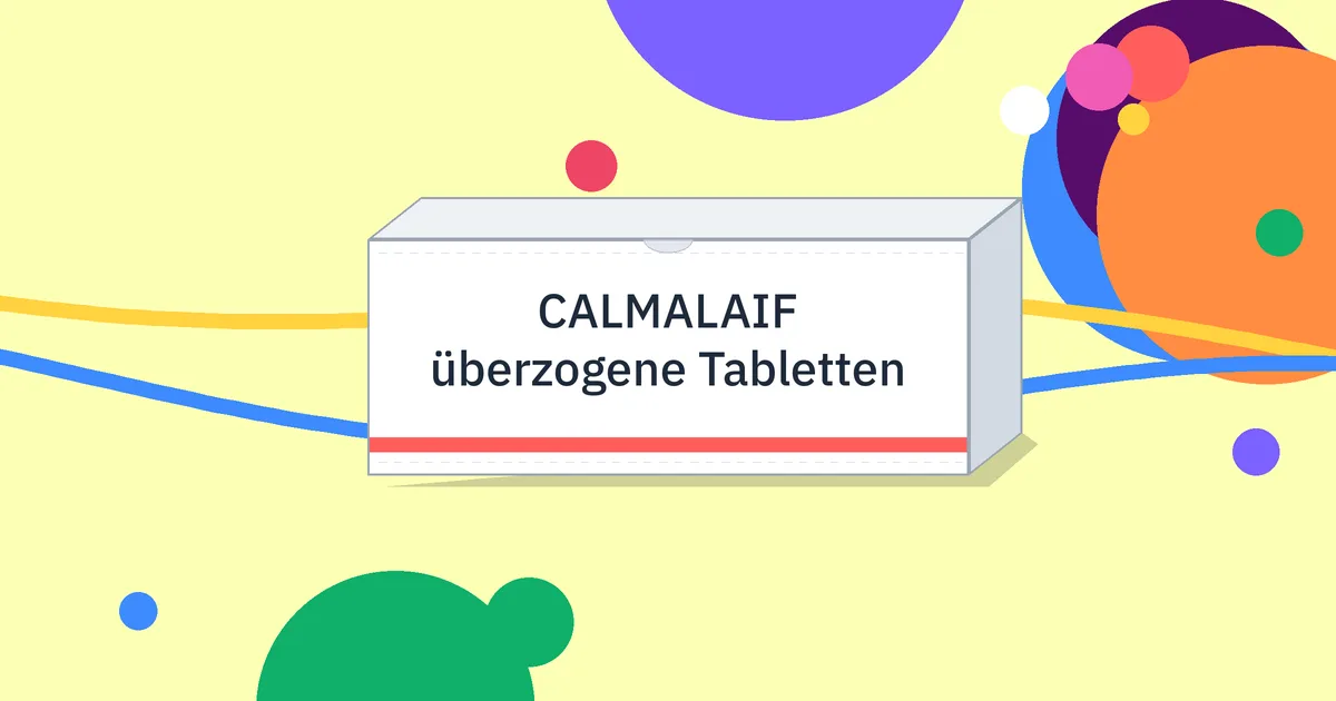 Symbolbild: Packung mit der Aufschrift CALMALAIF überzogene Tabletten (PZN 16808052) – Verfügbarkeit und Bezug in Apotheken in Frankfurt am Main