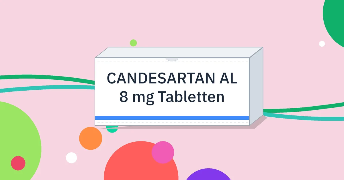 Symbolbild: Packung mit der Aufschrift CANDESARTAN AL 8 mg Tabletten (PZN 09297734) – Verfügbarkeit und Bezug in Apotheken in Frankfurt am Main