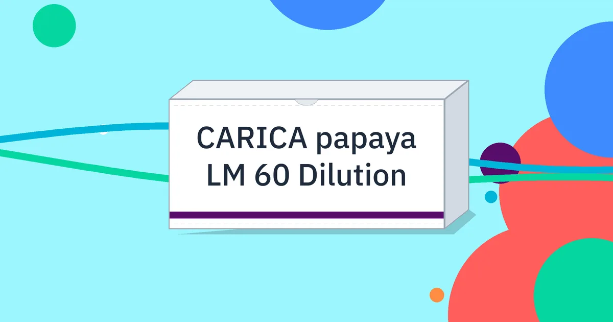 Symbolbild: Packung mit der Aufschrift CARICA papaya LM 60 Dilution (PZN 13430819) – Verfügbarkeit und Bezug in Apotheken in Frankfurt am Main