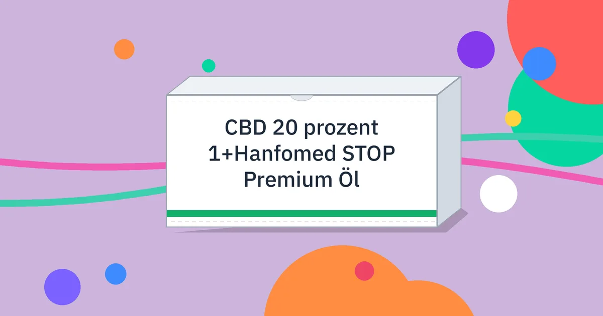 Symbolbild: Packung mit der Aufschrift CBD 20 prozent 1+Hanfomed STOP Premium Öl (PZN 18762348) – Verfügbarkeit und Bezug in Apotheken in Frankfurt am Main